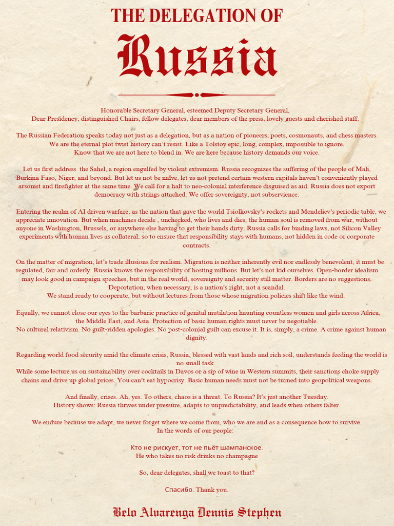 Ambassador of Russia Speech | PDF | Russia | World Politics