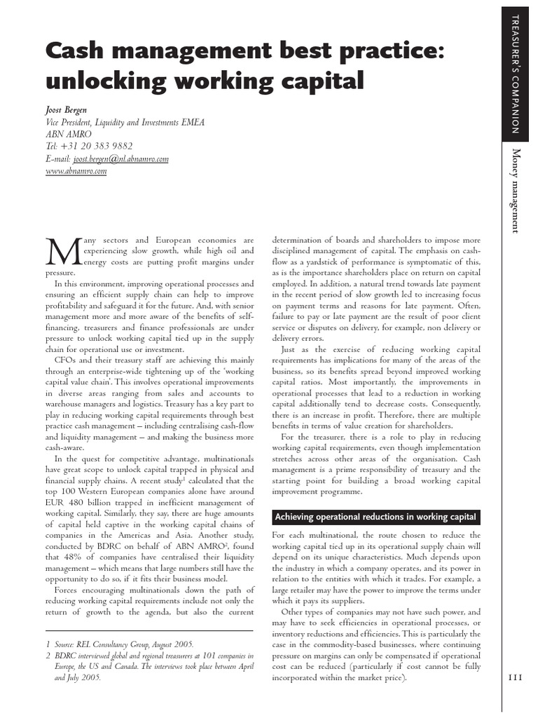 Cash Management Best Practice ACT 2006 | PDF | Cash | Working Capital