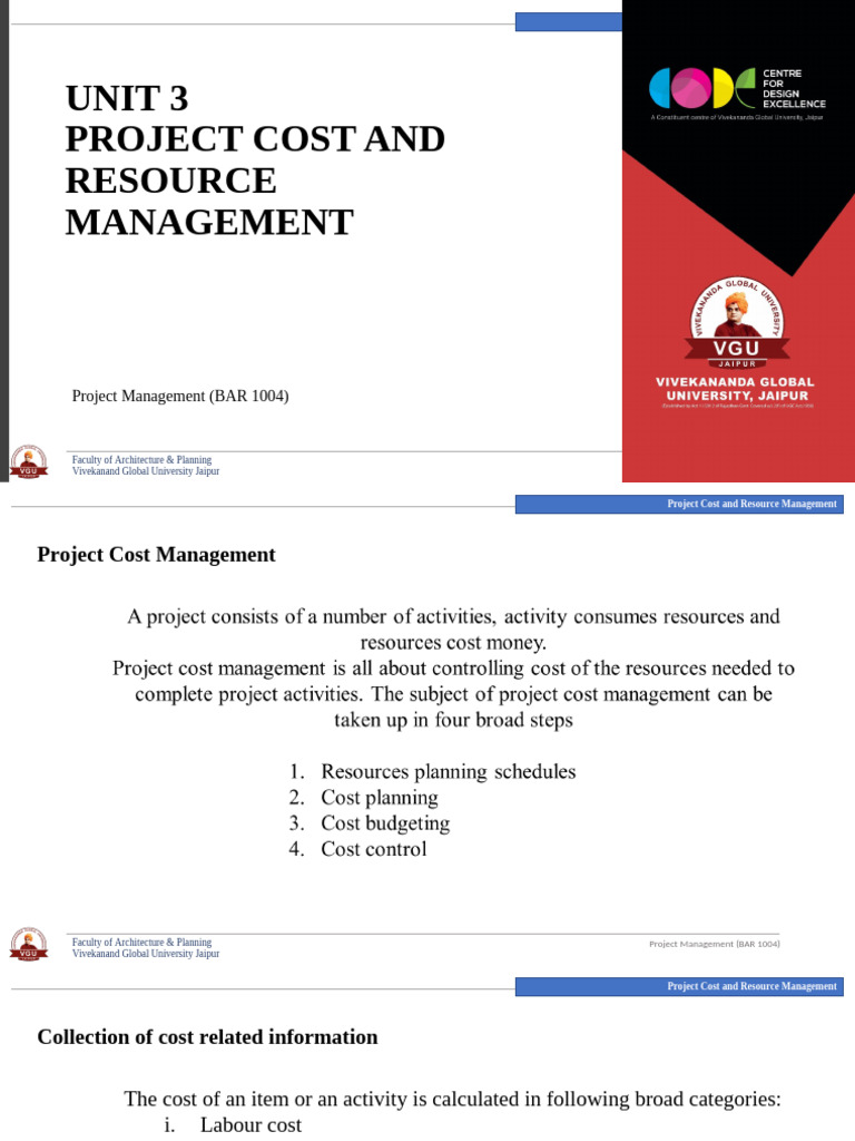 Project Cost and Resource Management Guide | PDF | Cost | Project ...