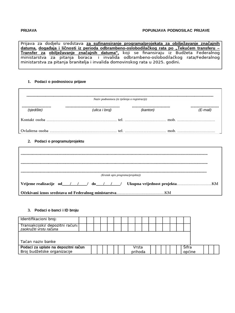 Obrazac U Wordu | PDF