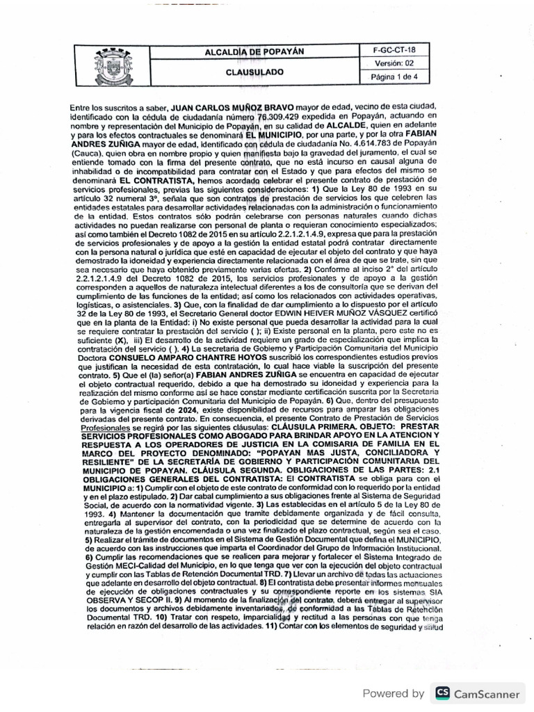 Minuta de Contrato y Acta de Pago Final | PDF