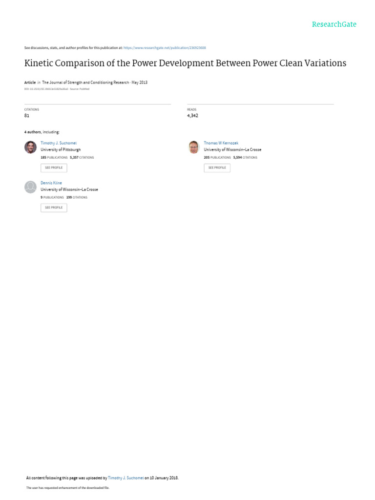 Kinetic Comparison of The Power Development Between Power Clean ...
