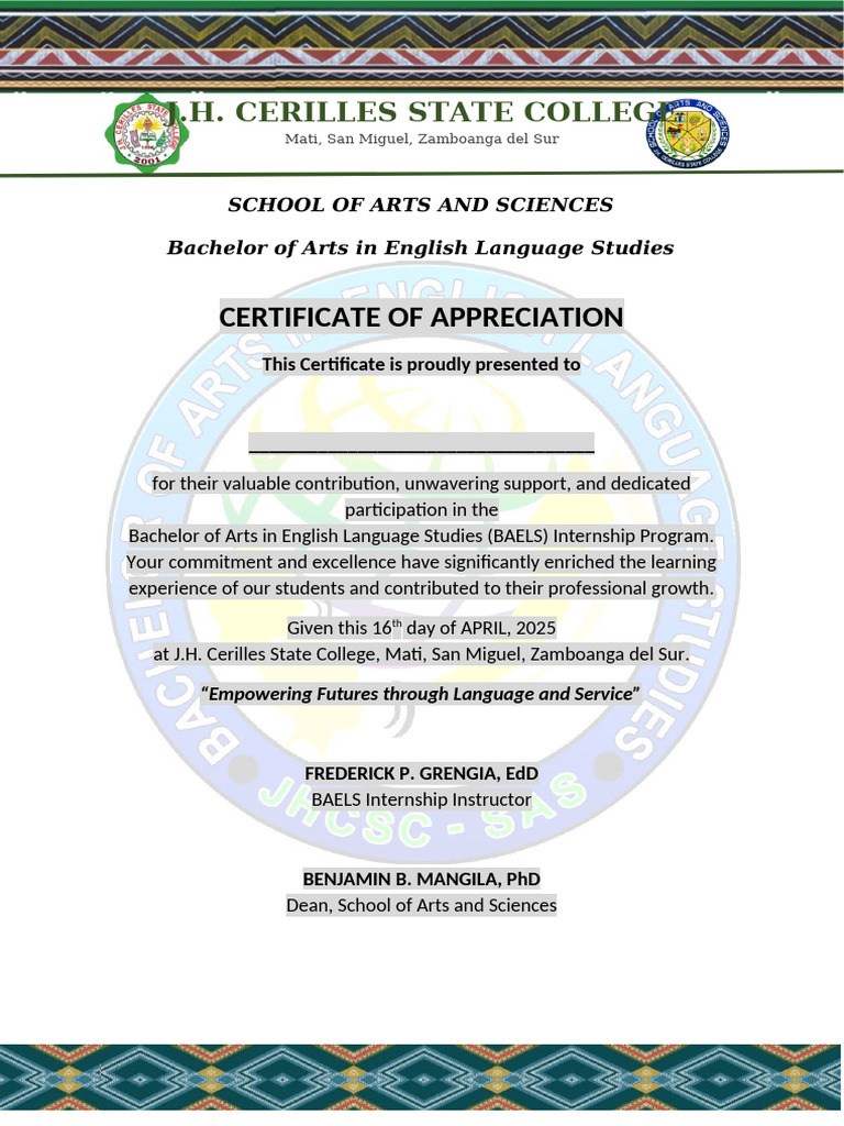 BAELS Internship Program Completion | PDF | Mindanao