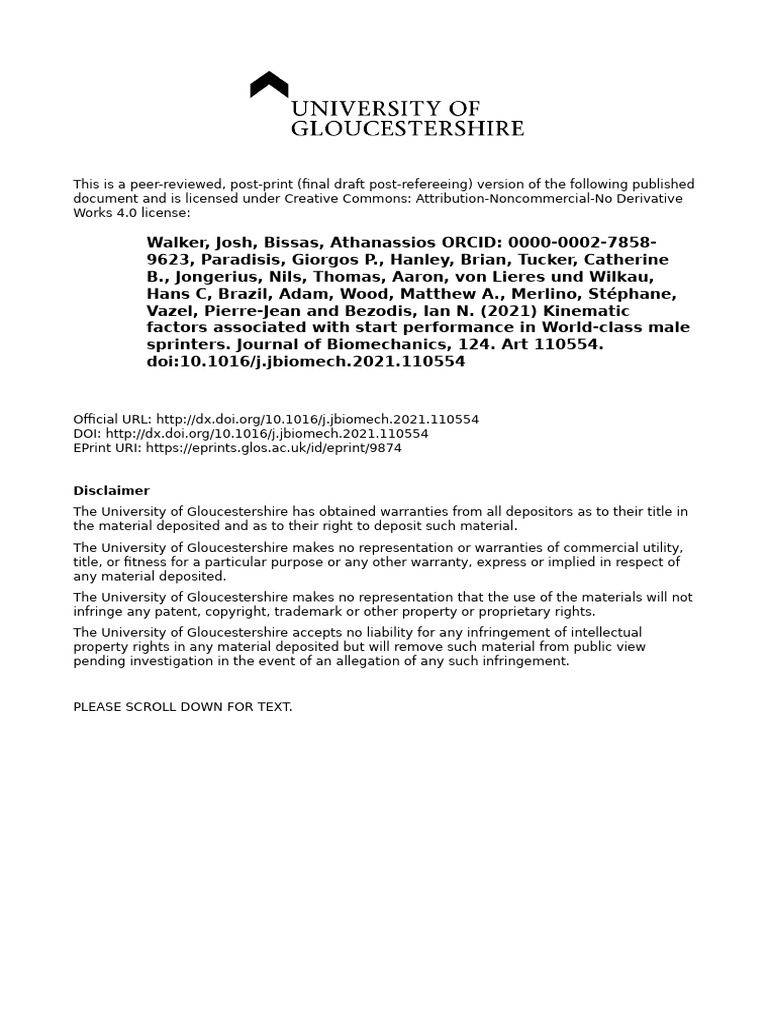 9874 Bissas (2021) Kinematic Factors Associated With Start | PDF