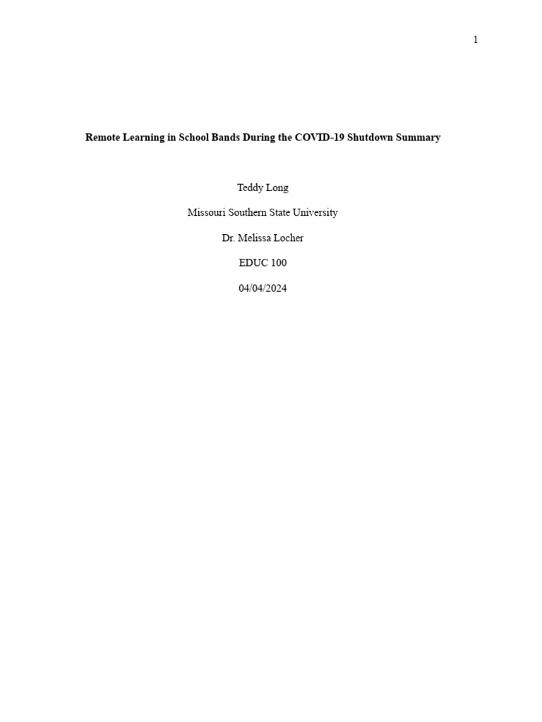 Remote Learning for School Bands During COVID | PDF | Tempo | Distance ...