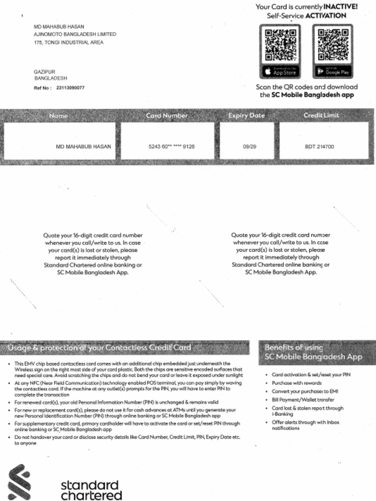 SCB Credit Card | PDF