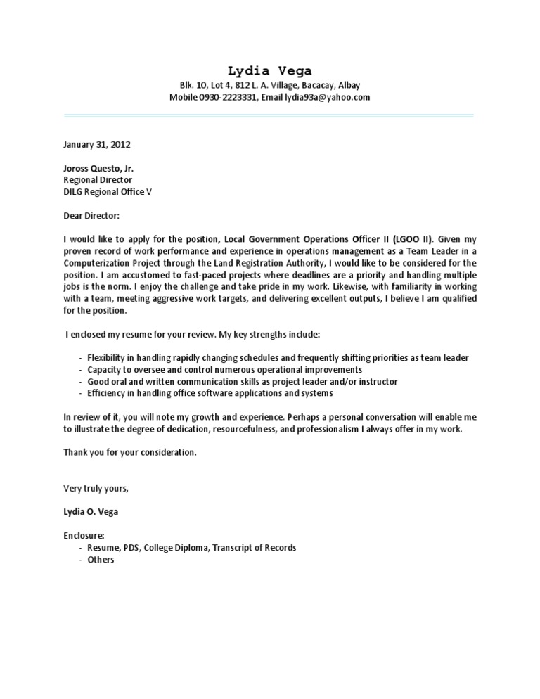 Lydia Cover Letter | PDF