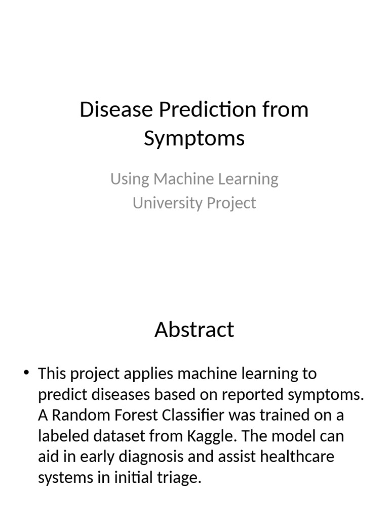 Disease Prediction from Symptoms Dataset | PDF
