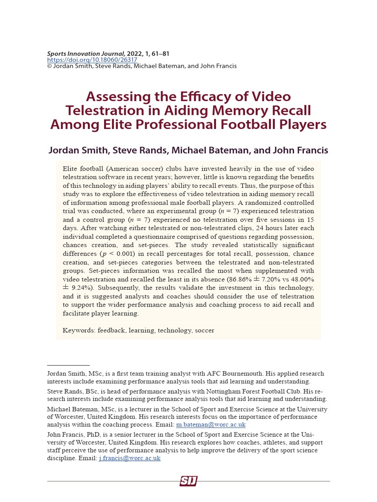 Assessing The Efficacy of Video Telestration in Aiding Memory Recall ...