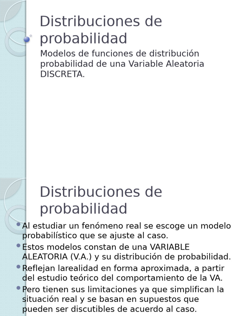 Distribuciones de Probabilidad VA Discreta | PDF