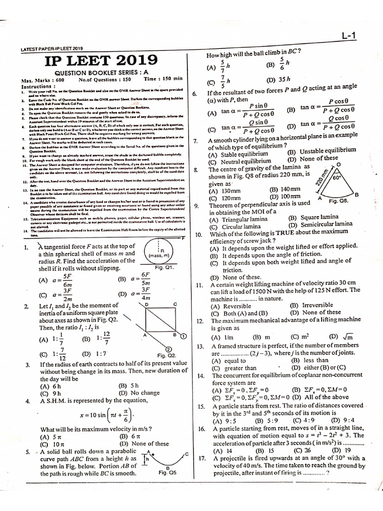 Ipu Leet 2019 Question Paper | PDF