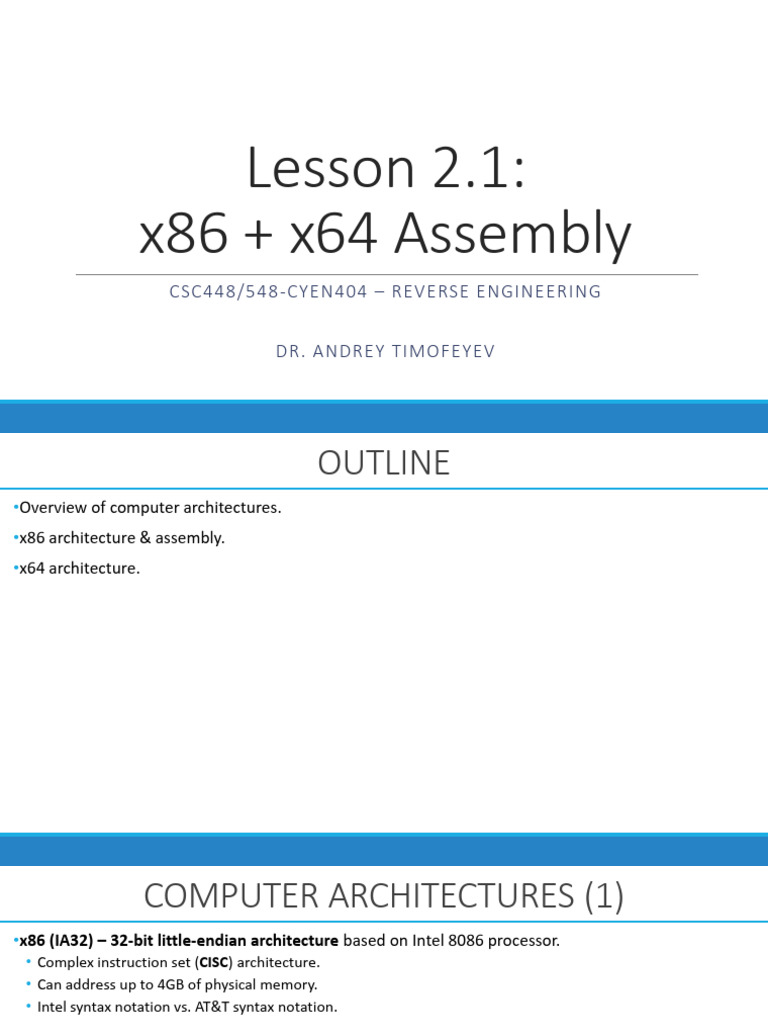 x86 and x64 Assembly Overview | PDF | 64 Bit Computing | Computer ...