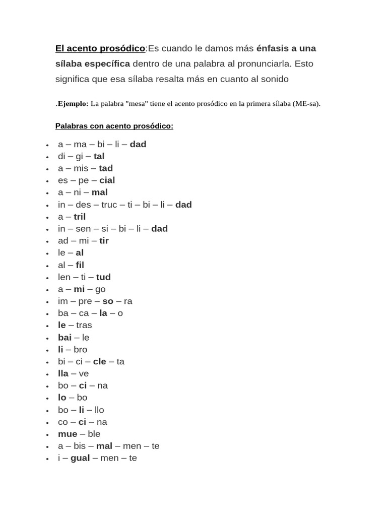 Acento Prosodico y Ortografico | PDF