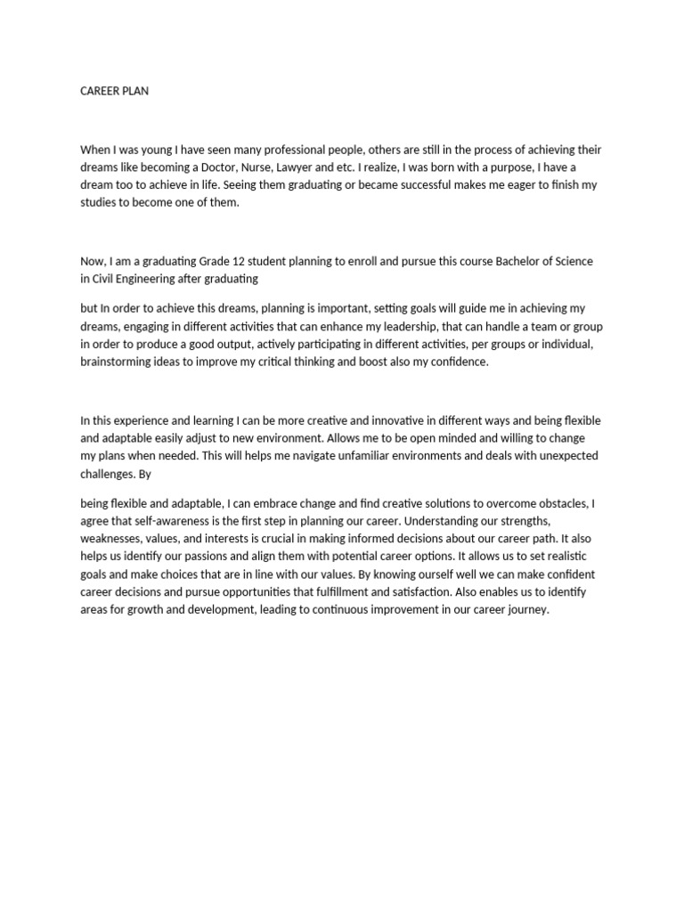 My Career Plan for Civil Engineering | PDF