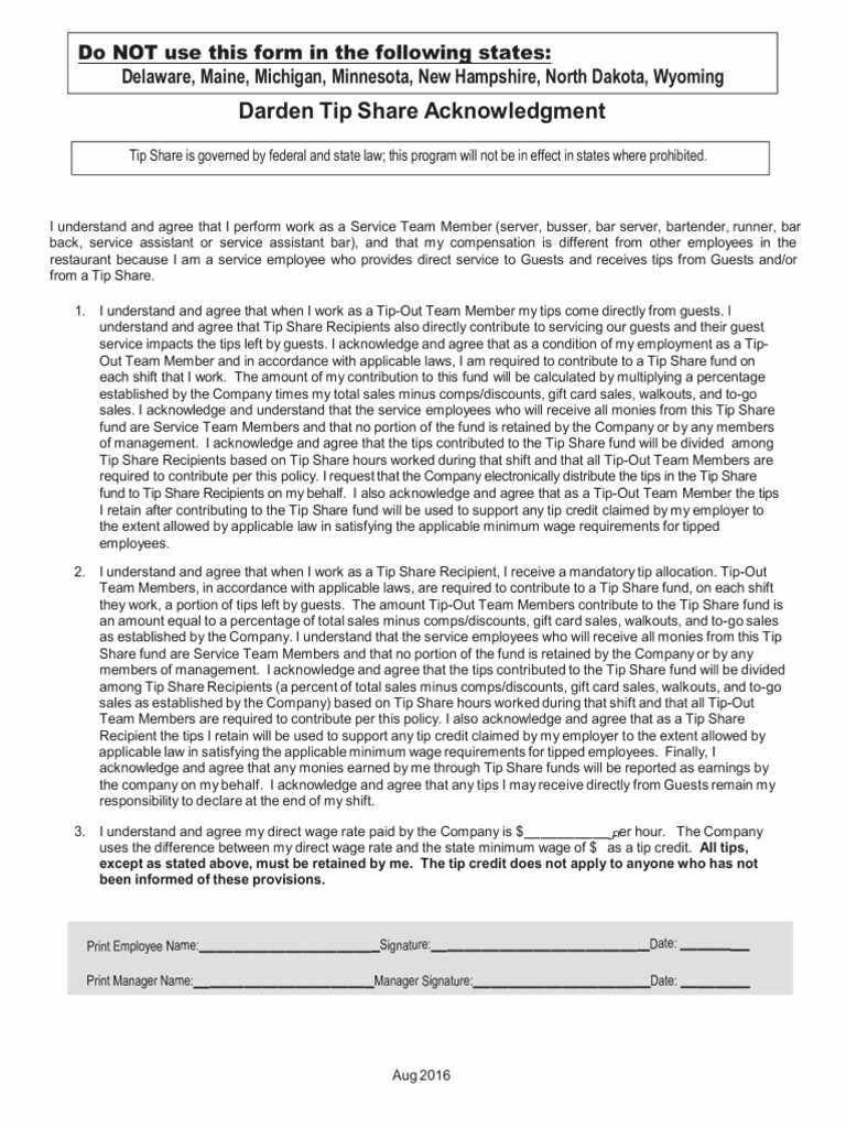 6a-Tipshare Acknowledgement 2024 | PDF | Wages And Salaries | Business ...