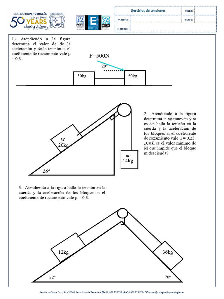 Ejercicios Tensiones | PDF | Fricción | Ingeniería mecánica