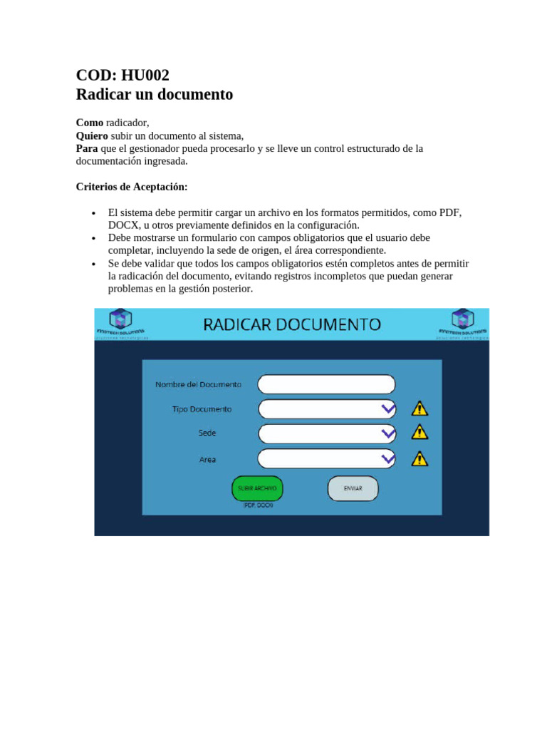 HU2 Radicar Documento | PDF