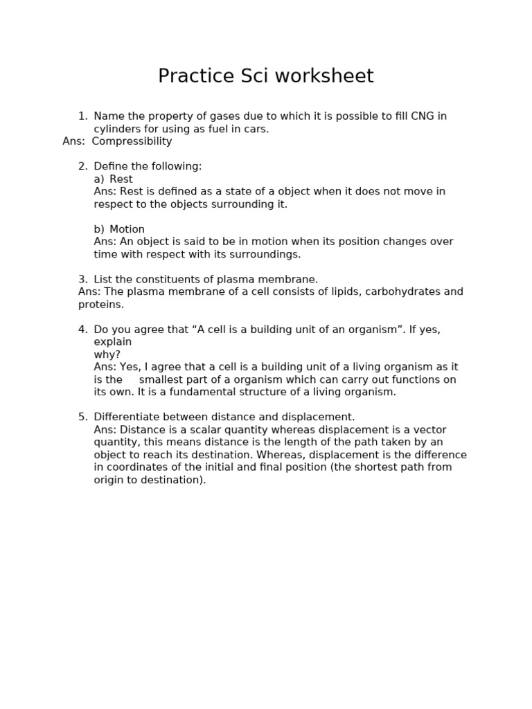 Practice Sci worksheet | PDF