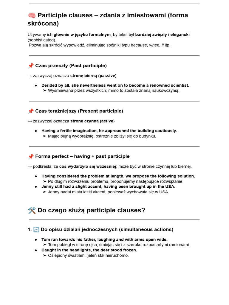 Participle Clauses | PDF