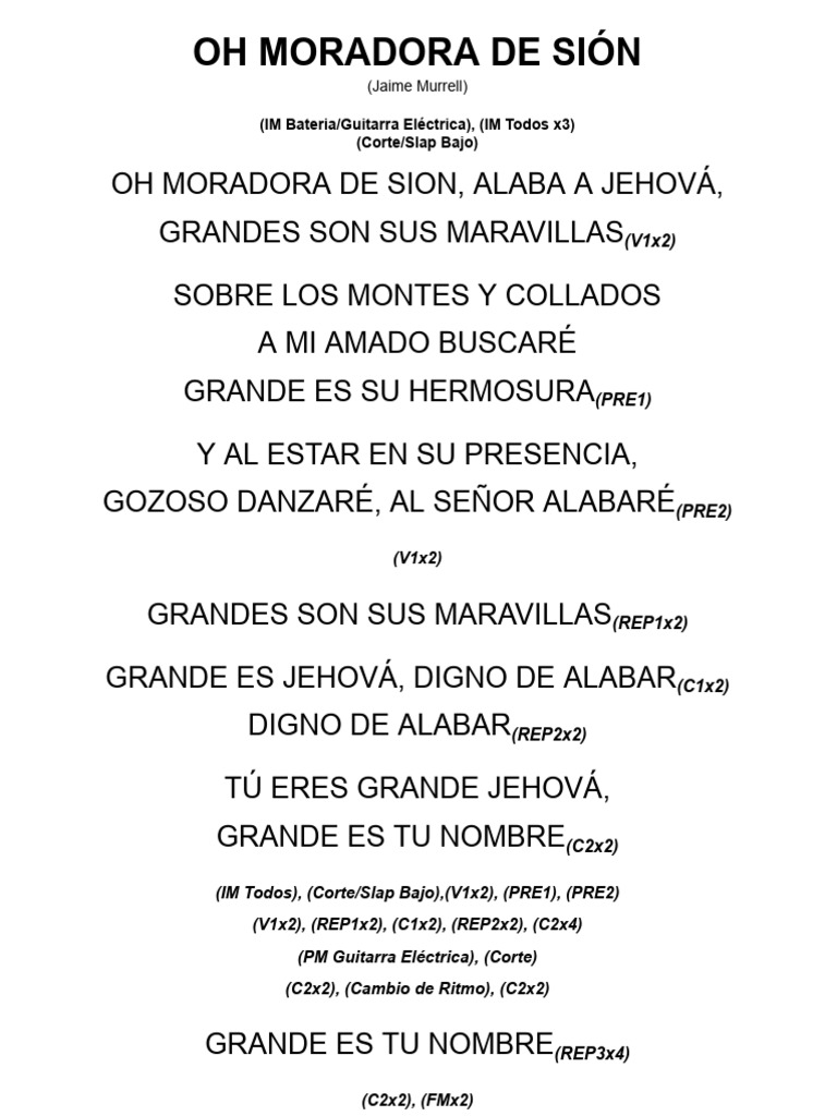 Oh Moradora de Sión (Jaime Murrell) | PDF