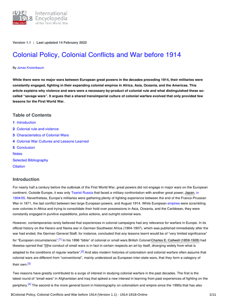 1914-1918-Online-Colonial Policy Colonial Conflicts and War Before 1914 ...