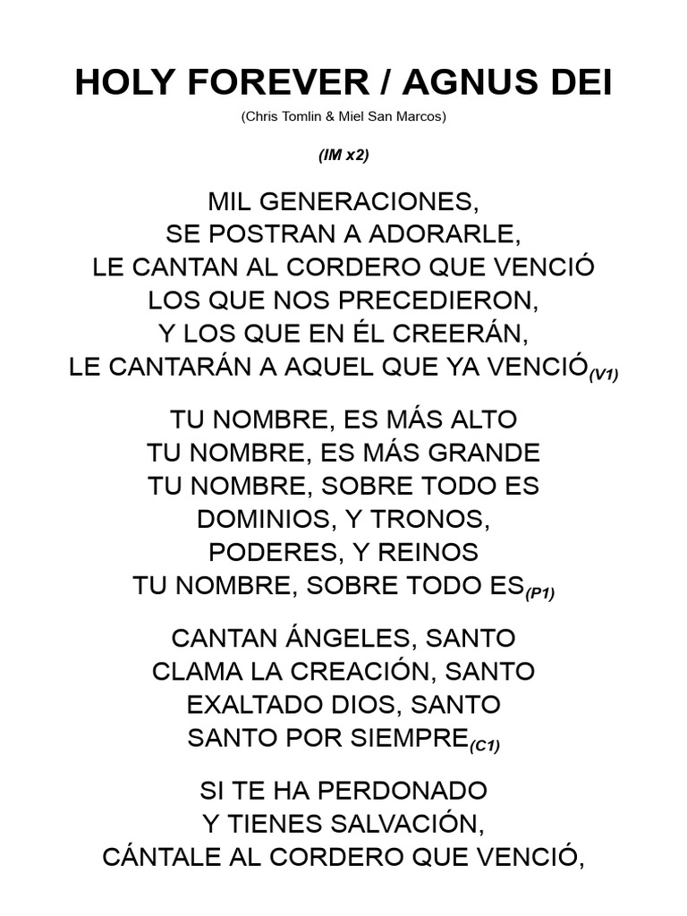 Holy Forever - Agnus Dei (MSM & Chris Tomlin) | PDF