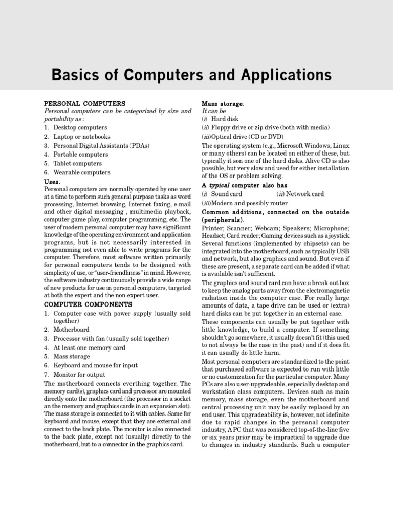 COMPUTER | PDF | Floppy Disk | Personal Computers