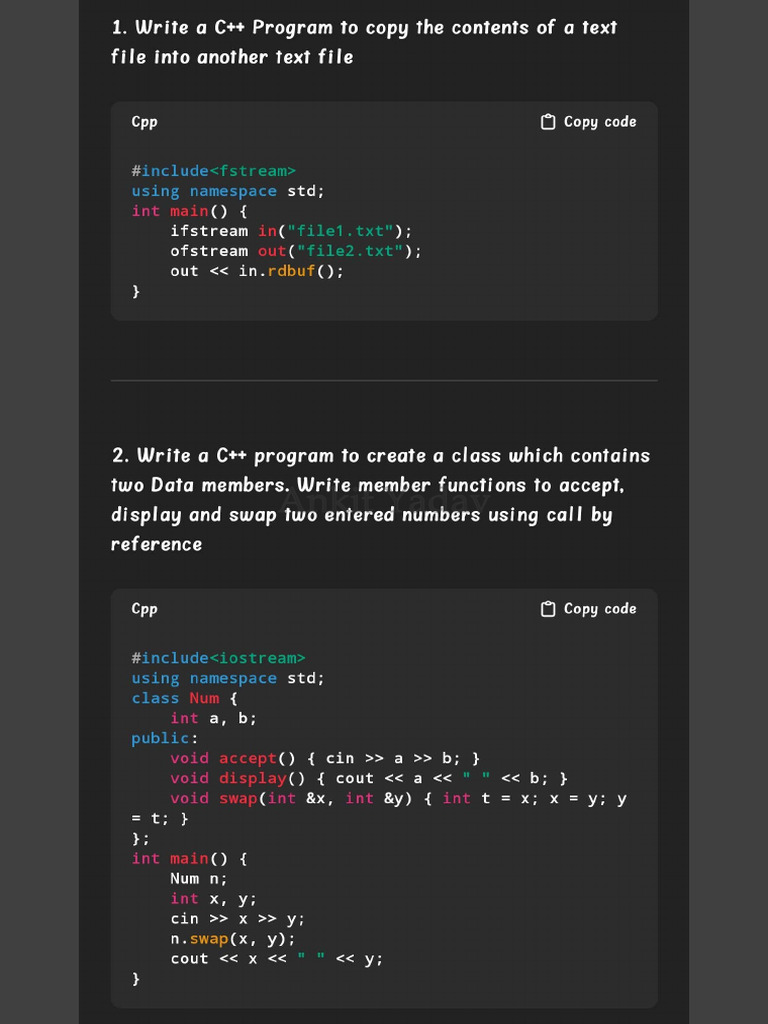 C++ 4 Marks Important Programs | PDF