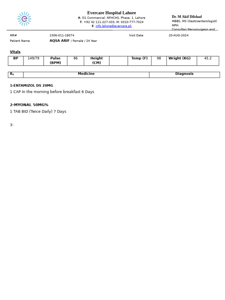 Evercare Precripction Slip | PDF