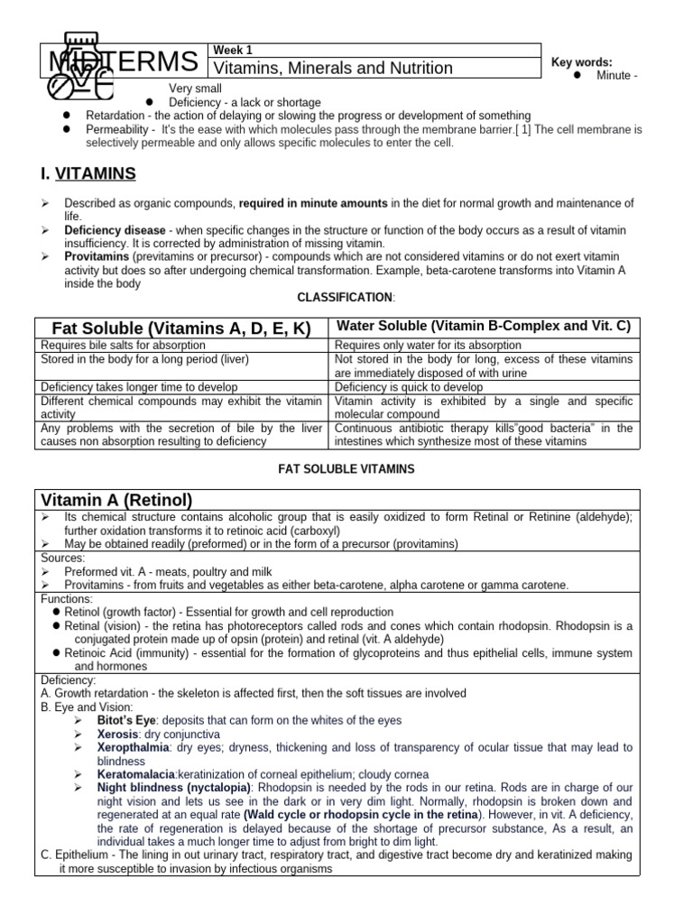 M 1. Vitamins Minerals and Nutrition | PDF | Fat | Malnutrition