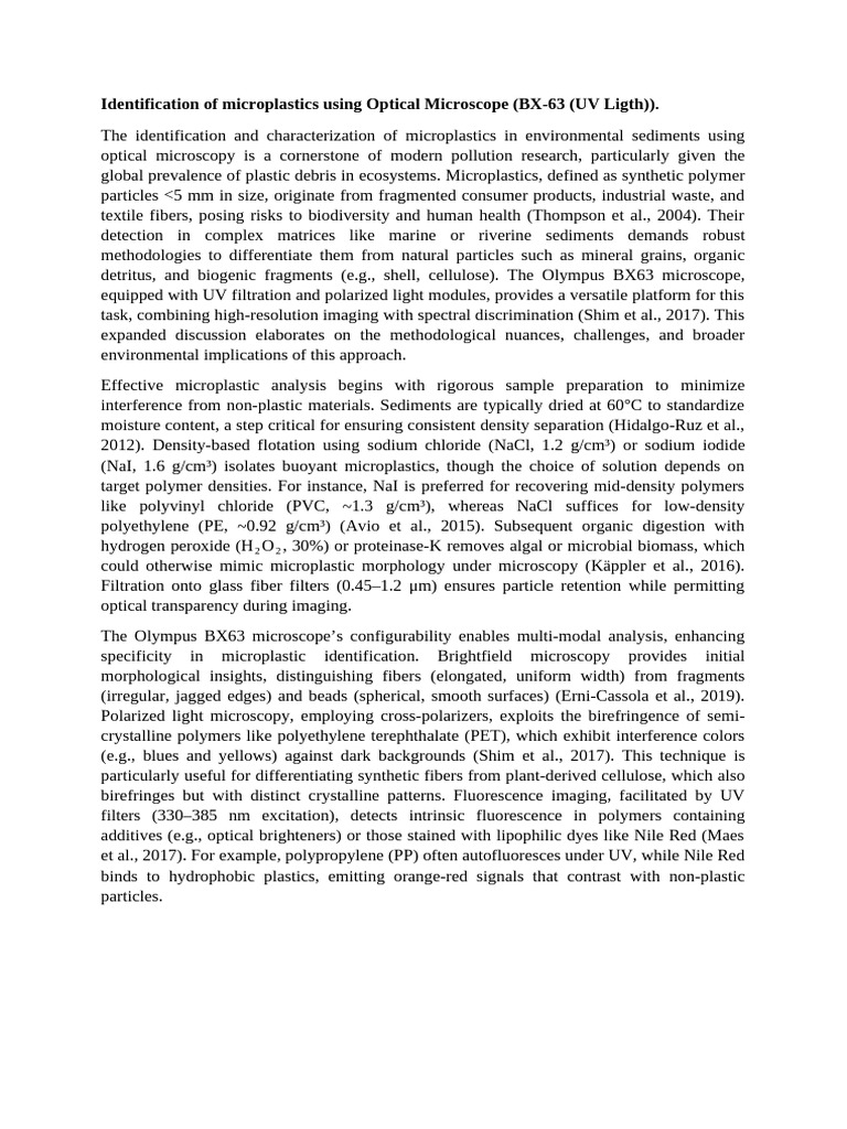 Identification of Microplastics Using Optical Microscope | PDF ...