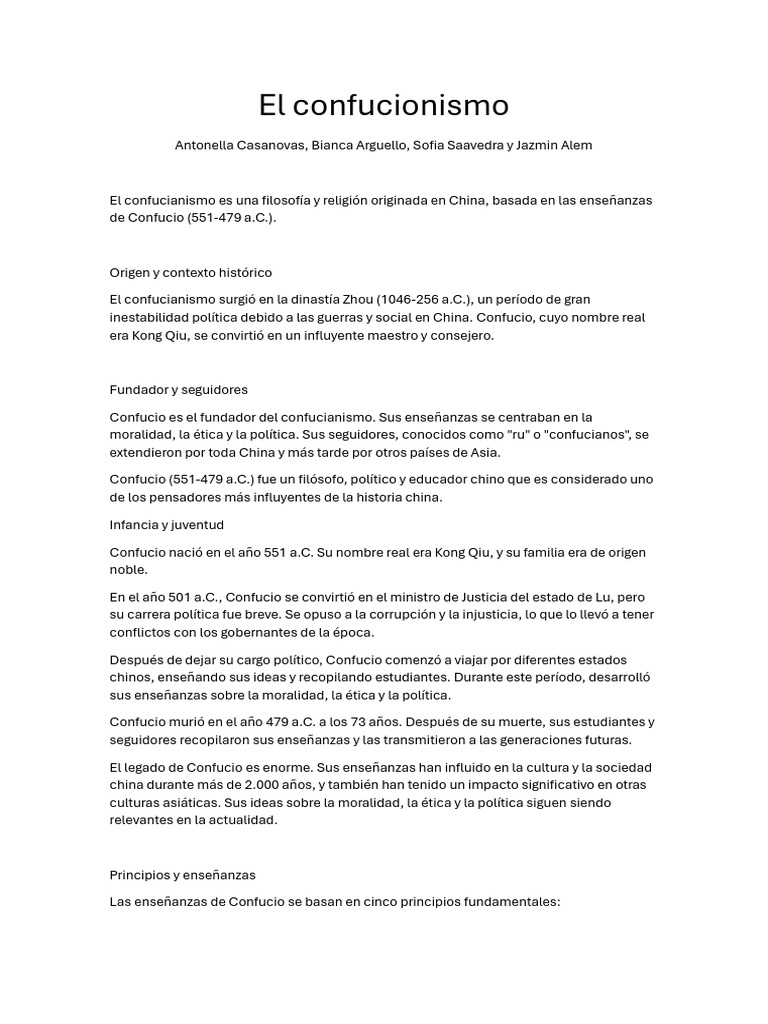 El Confucionismo | PDF | confucionismo | Confucio