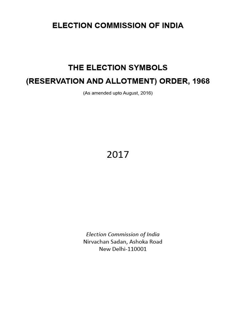 Election Symbols (Reservation and Allotment) Order, 1968 | PDF ...