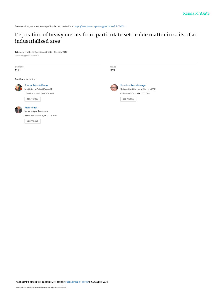 Sorianoetal 2012depositionheavymetals | PDF | Particulates | Atmosphere ...