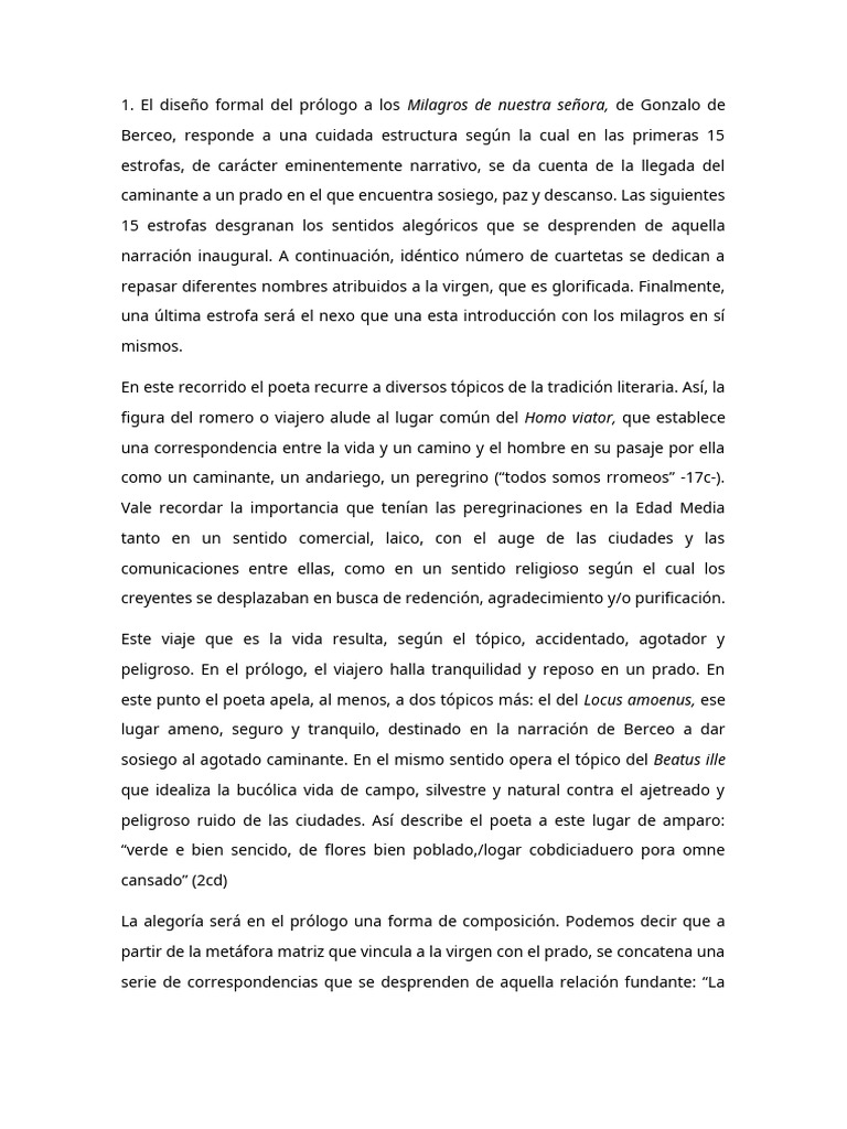 Análisis del prólogo en Berceo | PDF | Poesía | María, madre de Jesús