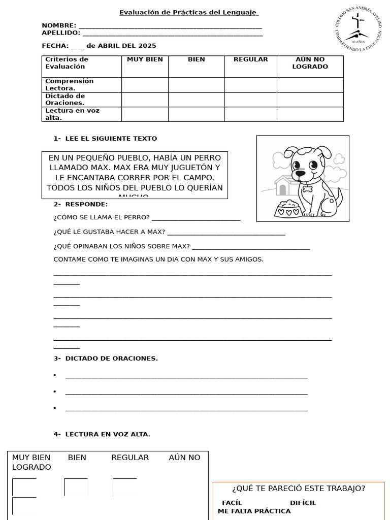 Evaluacion PDL 2do | PDF