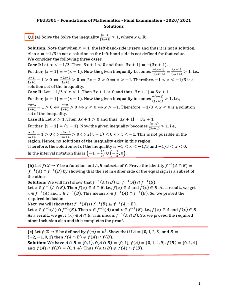 PEU3301 Final Exam 2020-2021 Solutions | PDF | Limit (Mathematics ...