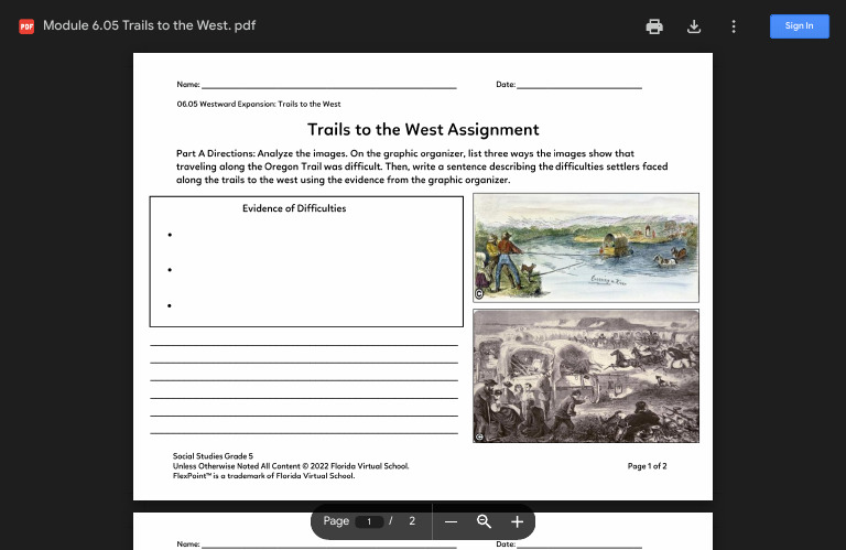 Module 6.05 Trails to the West. PDF - Google Drive | PDF