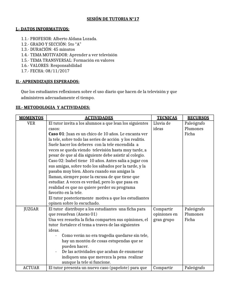 Sesión de Tutoria N17 | PDF