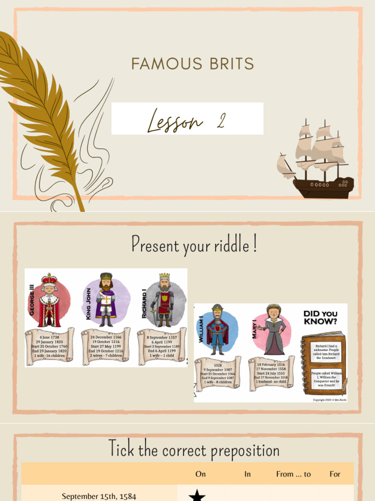 Lesson 2 - famous brits - diapo (2) | PDF