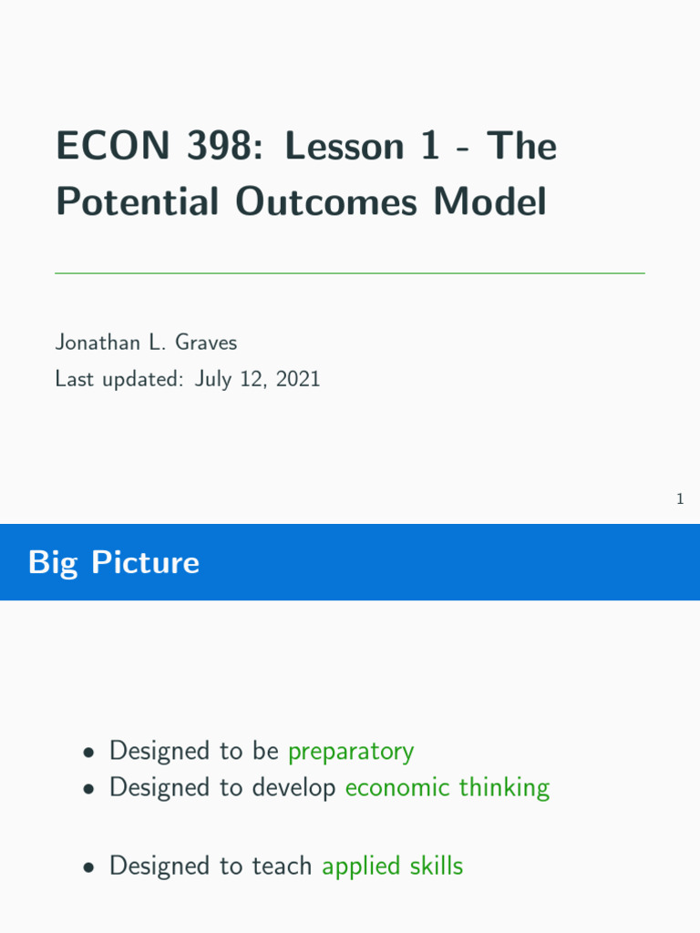 Understanding Potential Outcomes Model | PDF | Experiment | Methodology