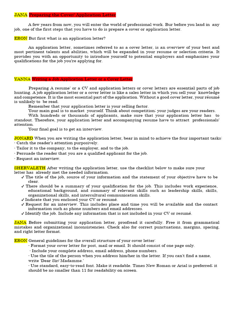 Application Letter Script | PDF | Résumé