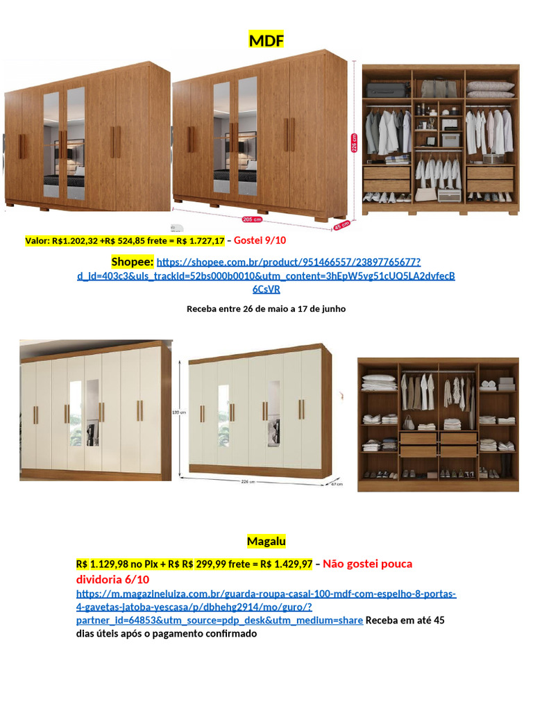 Guarda Roupa em MDF | PDF