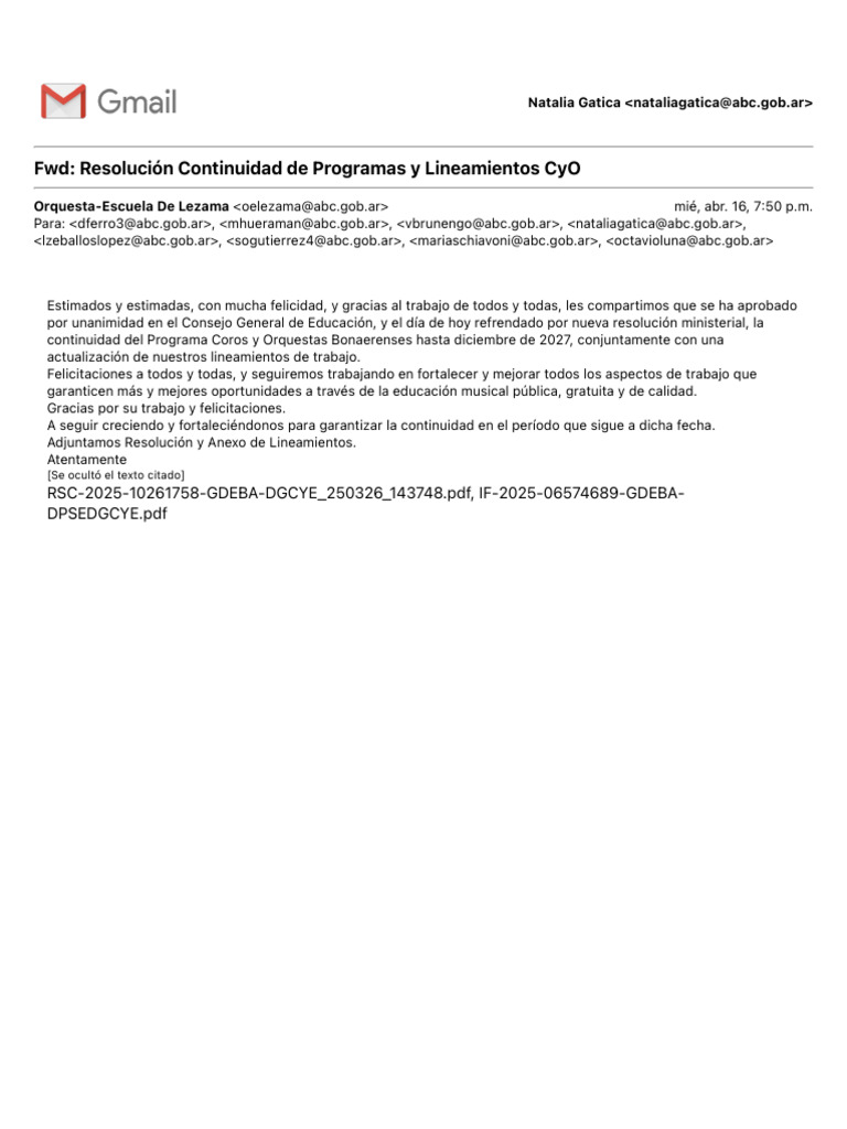 Resolución Continuidad de Programas y Lineamientos CyO | PDF