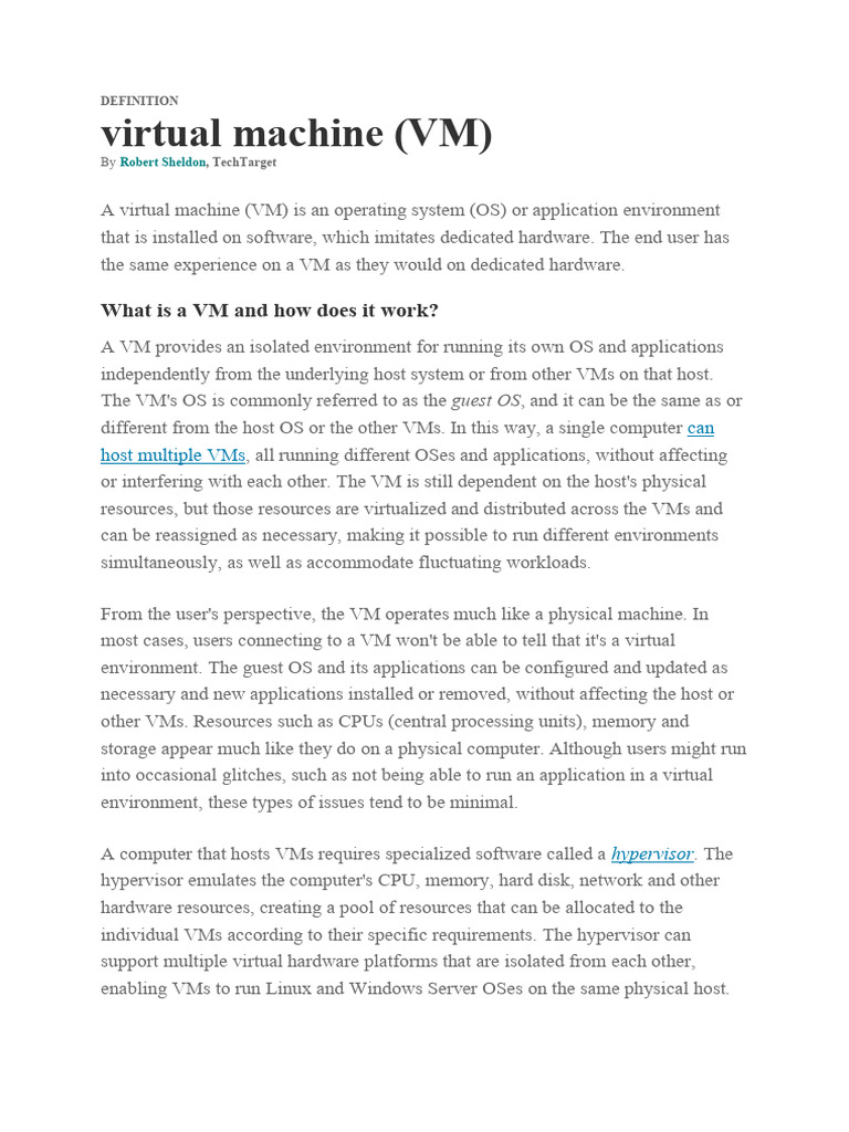 Virtual Machine Definition | PDF | Virtual Machine | Virtualization
