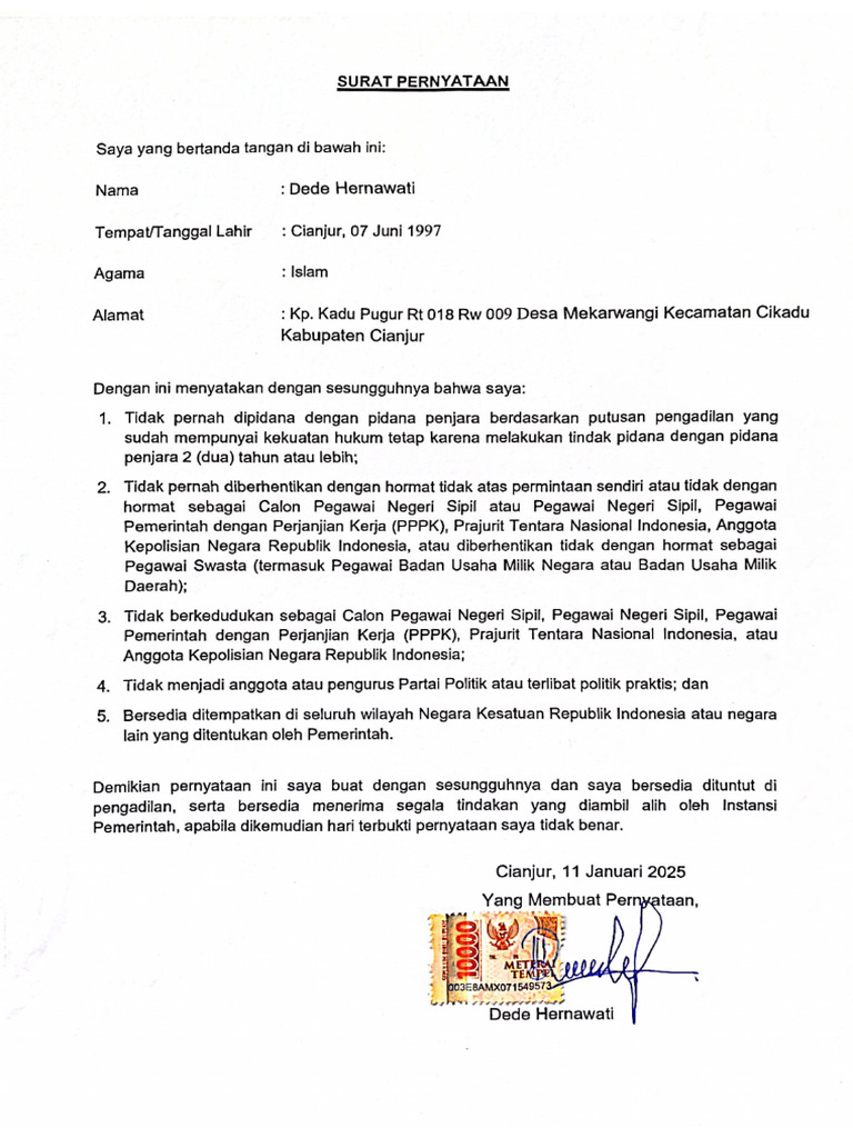 Scan Surat Pernyataan 5 Poin | PDF