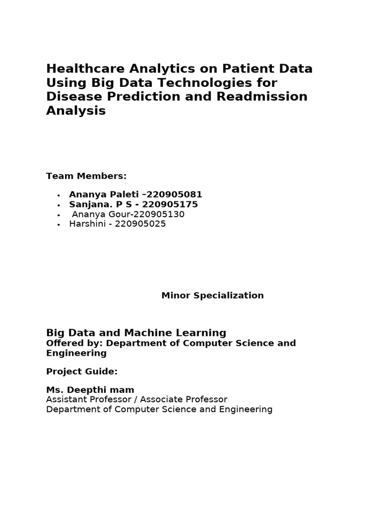 Healthcare Analytics On Patient Data Using Big Data Technologies For ...