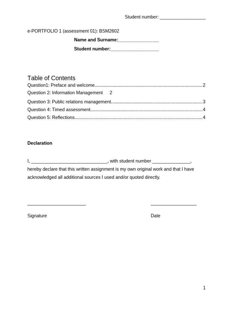Portfolio Assessment_template part 1_FINAL (1) | PDF | Learning ...