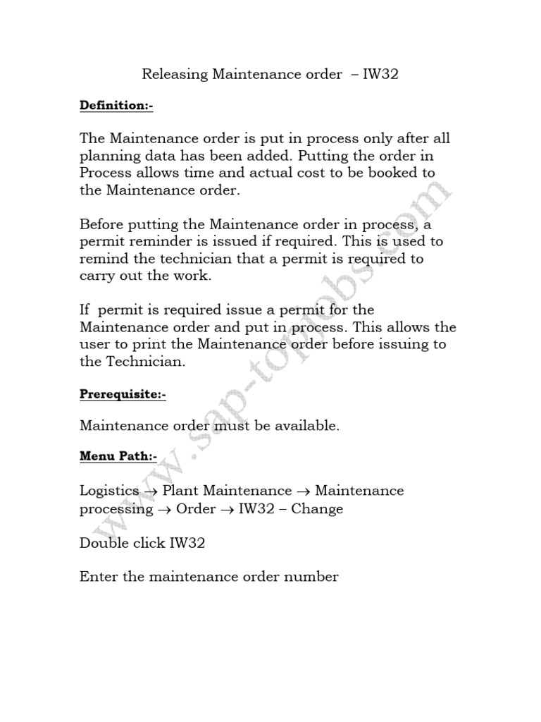 IW32-Release and Print PM Order | PDF
