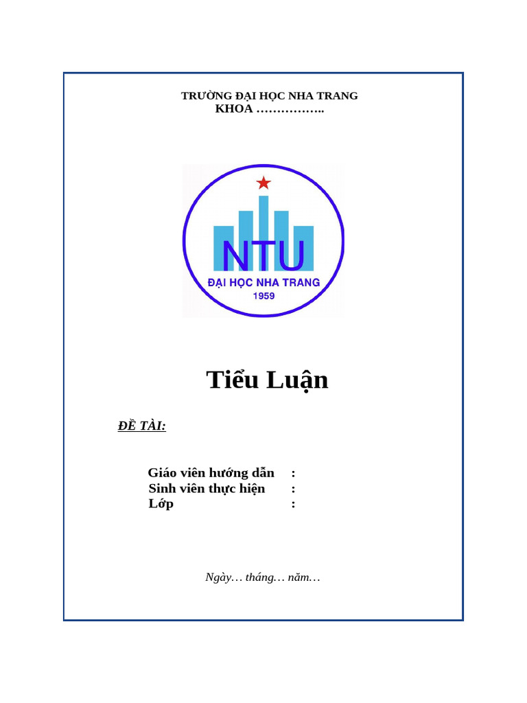 Mau Bia Tieu Luan Dai Hoc Nha Trang | PDF
